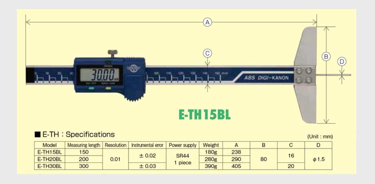 Ichiban Precision Sdn Bhd - Kanon - Kanon Depth Gauge With Thin Hole Depth Bar (Digital Type)